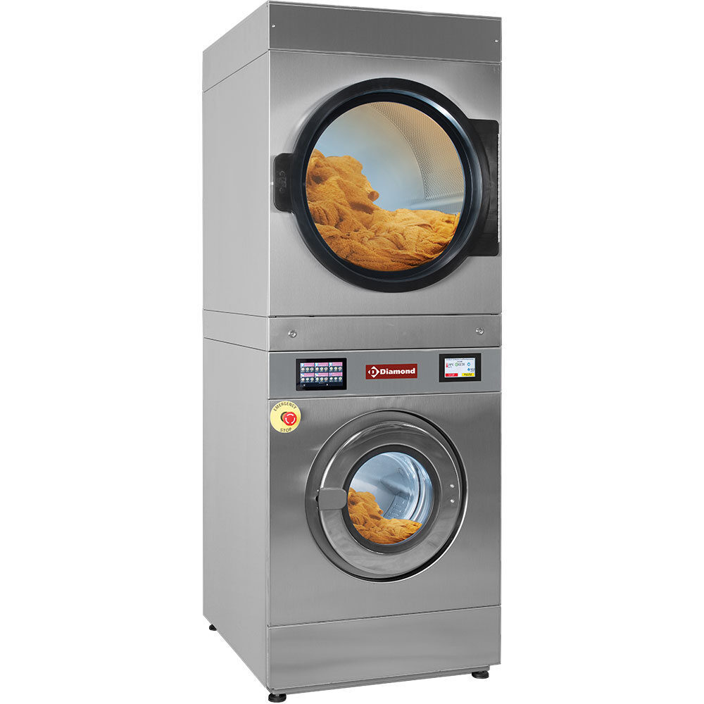 Wasmachine met super centrifuge 18 kg (el) + rotatieve droogkast 18 kg ...